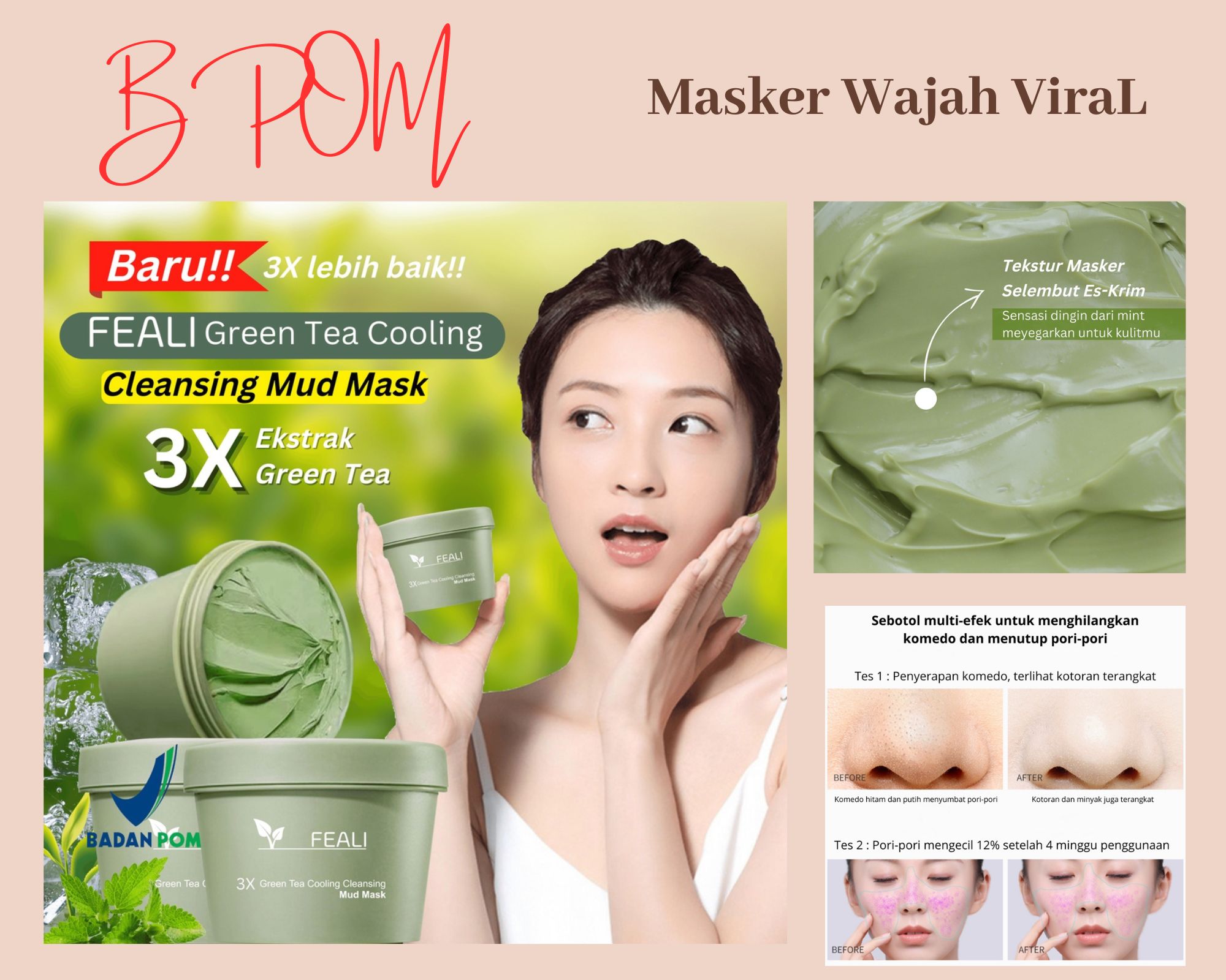 Masker Feali Green Tea Clay Mask Masker Wajar 100 gram | Lazada Indonesia