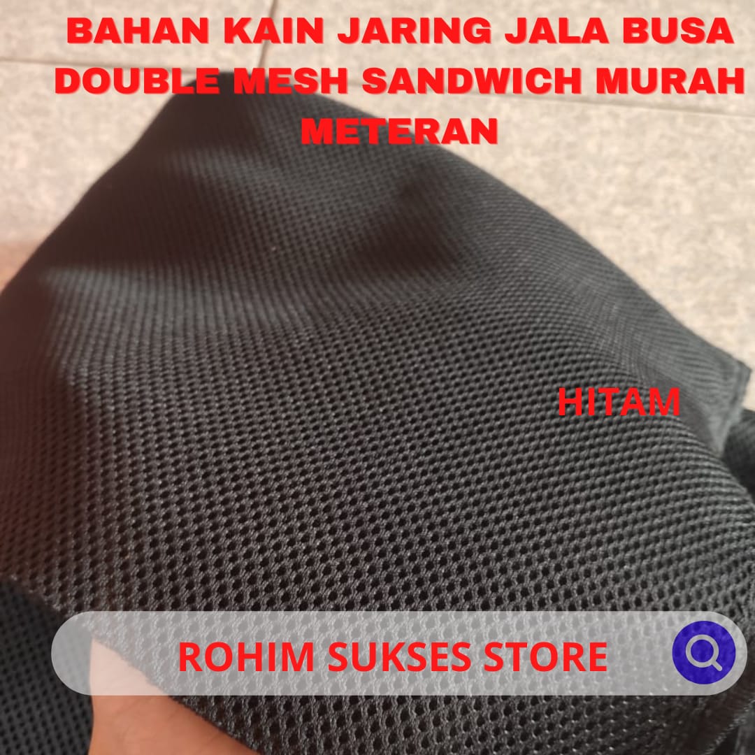 Bahan kain Jaring Jala Busa Double Mesh Sandwich Murah 1 METER - HITAM ...