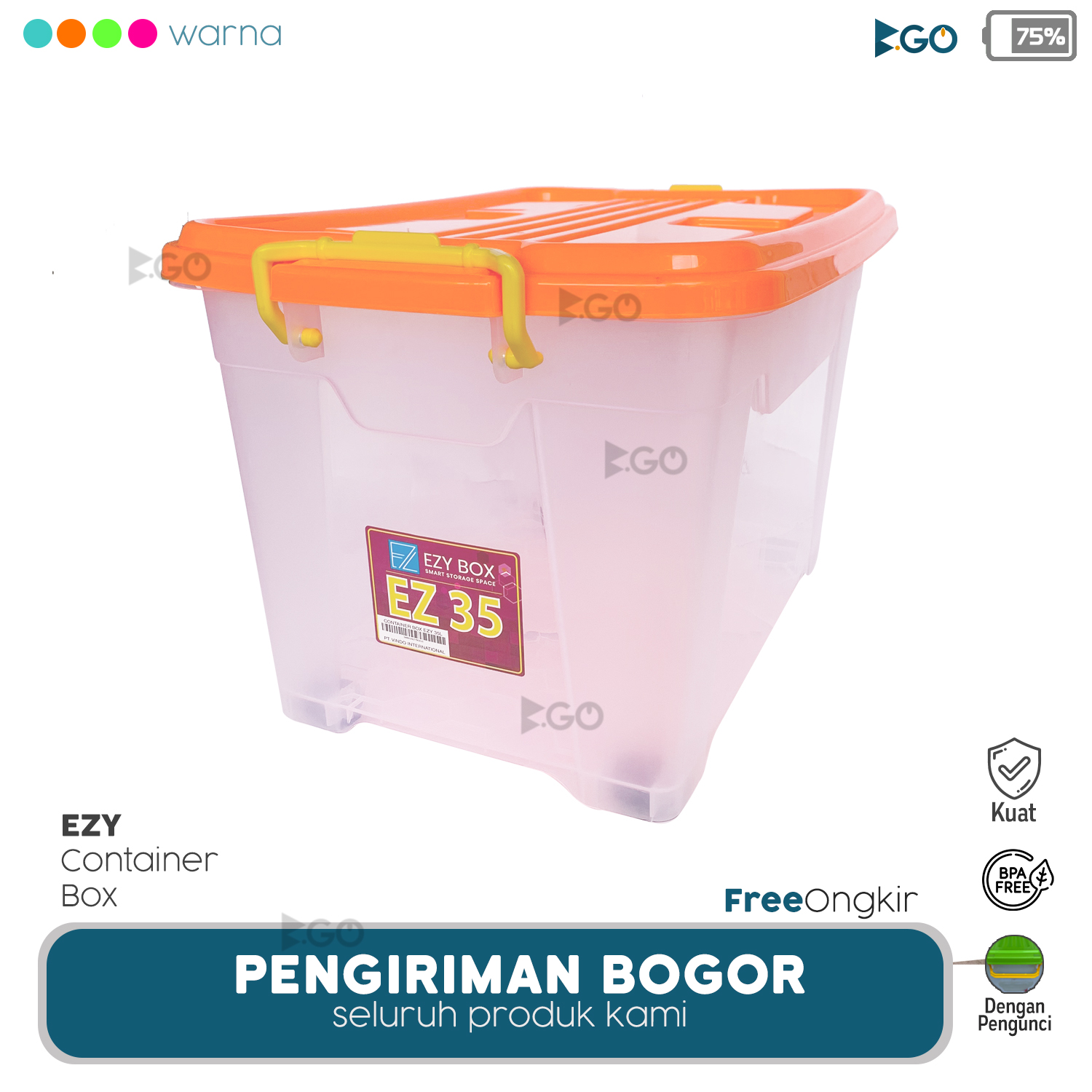 KOTAK CONTAINER PLASTIK BOX 35 LITER TEMPAT PENYIMPANAN SERBAGUNA MURAH ...