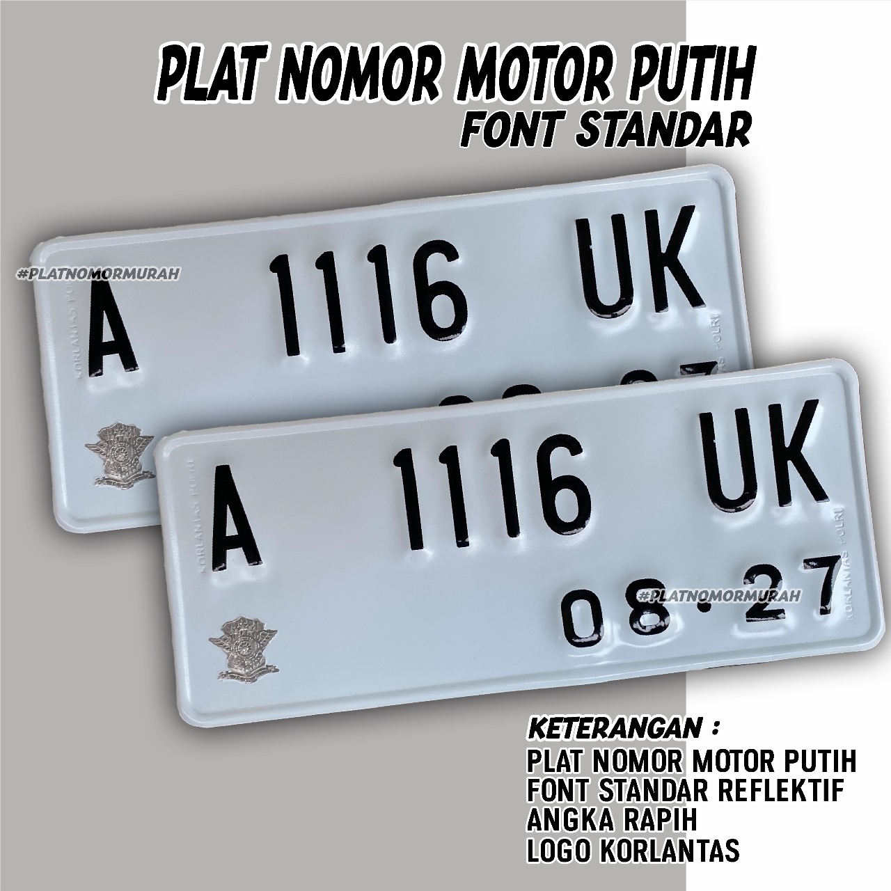 plat nomor motor putih angka font baru/font tipis/font standar/font ...