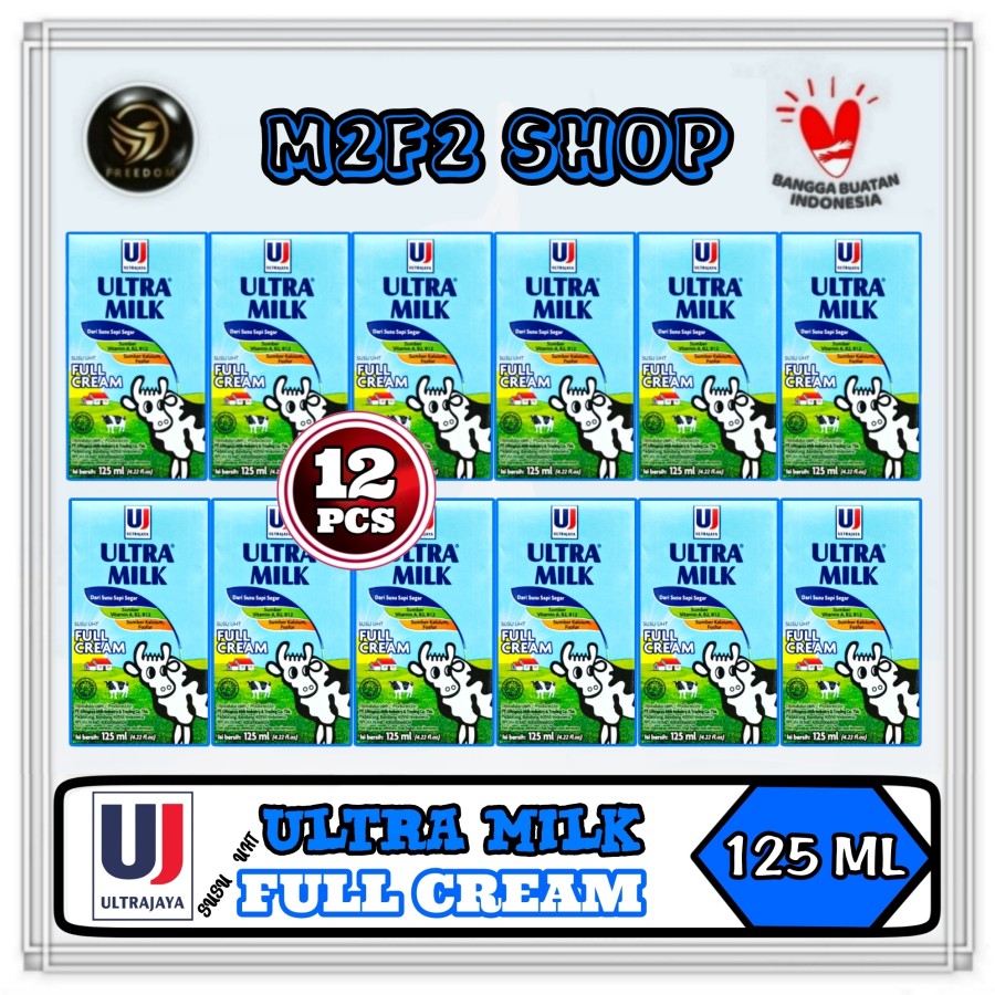Susu Ultra Mini Kotak UHT Rasa Full Cream - 125 ml (Kemasan 12 Pcs ...