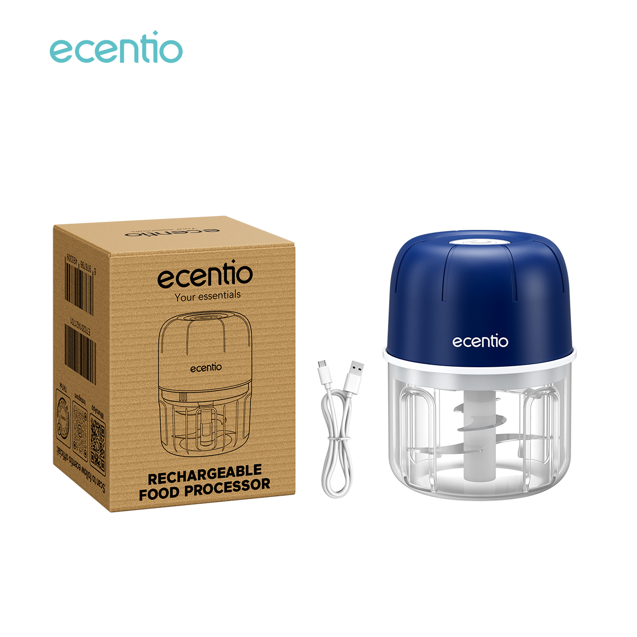 ecentio Mini Chopper Blender 6 pisau 250ml Portable Penggiling Bumbu ...