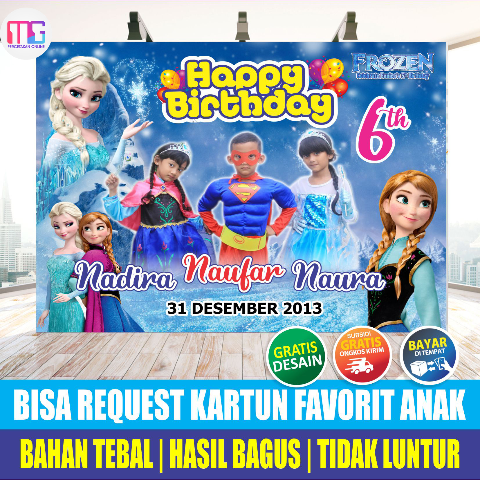 Cetak Banner Spanduk Ulang Tahun Ultah Anak tema karakter fr0ozen ...