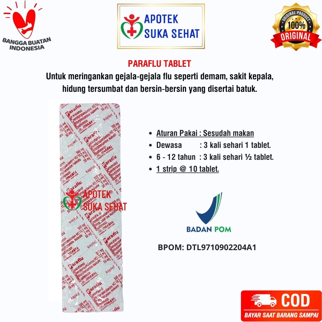 PARAFLU TABLET ( 1 STRIP ISI 10 TABLET ) OBAT DEMAM BATUK PILEK ...
