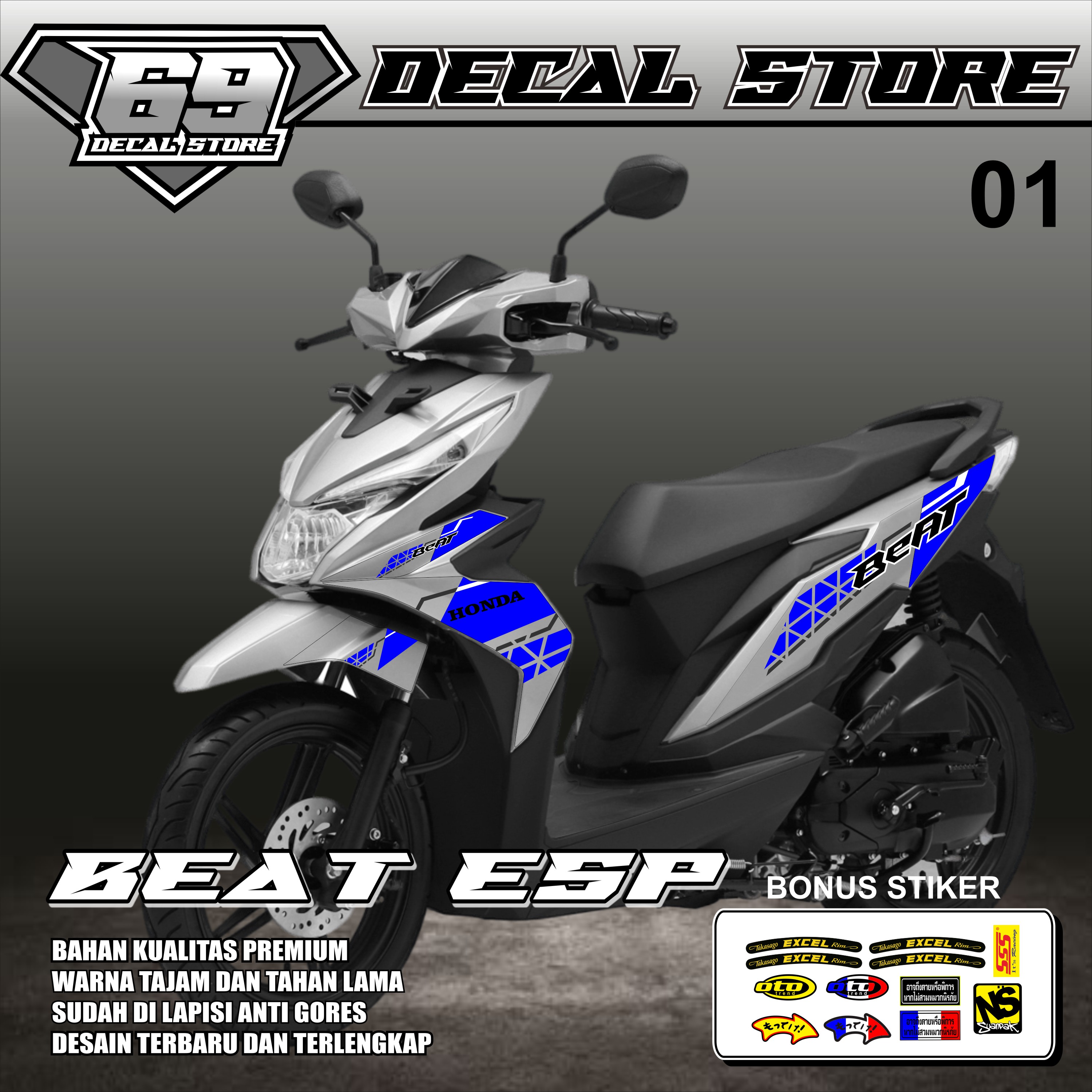 STIKER STRIPING BEAT ESP 2016 2017 2018 2019 LENGKAP TRANSPARAN ...