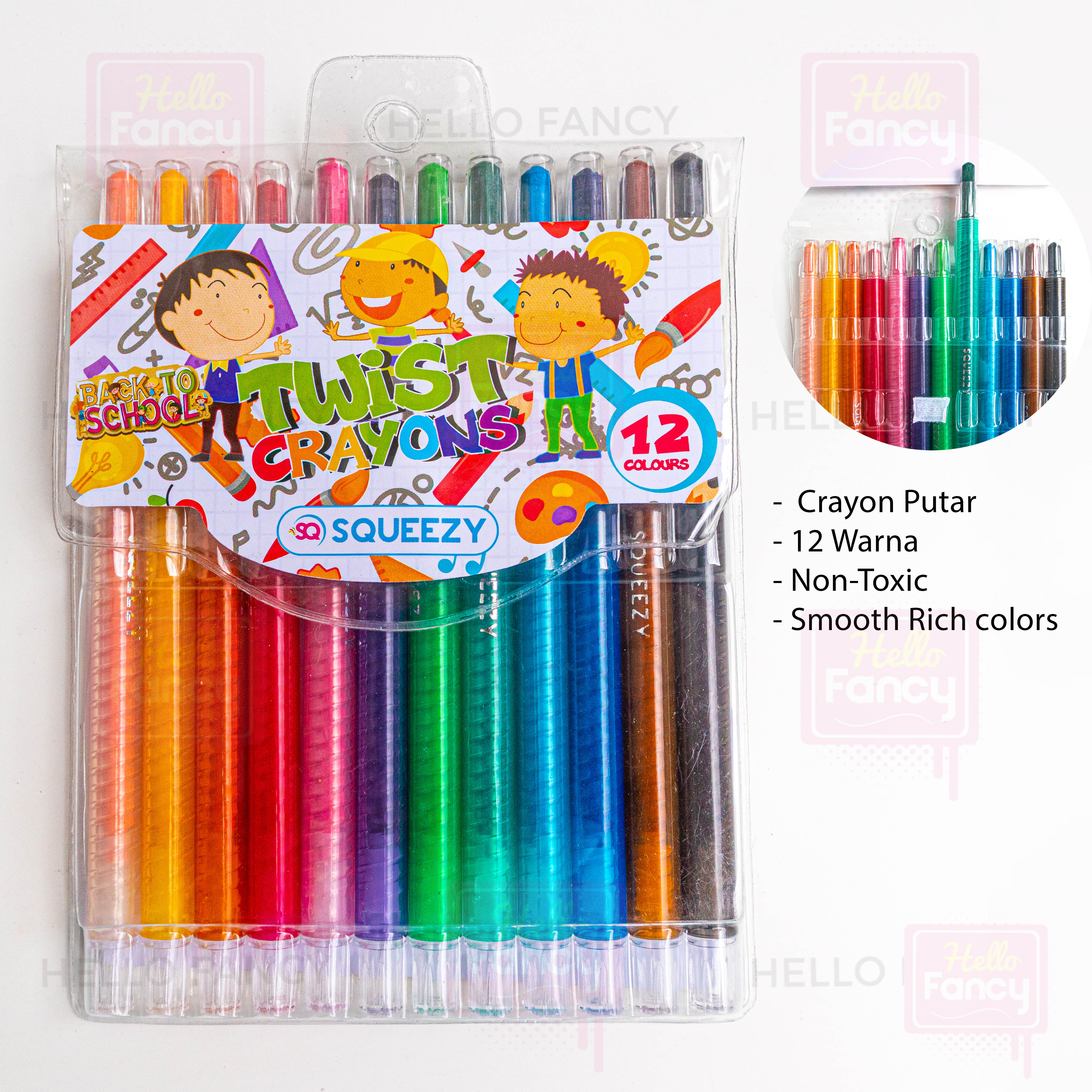 Crayon Putar Panjang 12 Warna Murah / Krayon Squeezy / CP-SQ1000 ...
