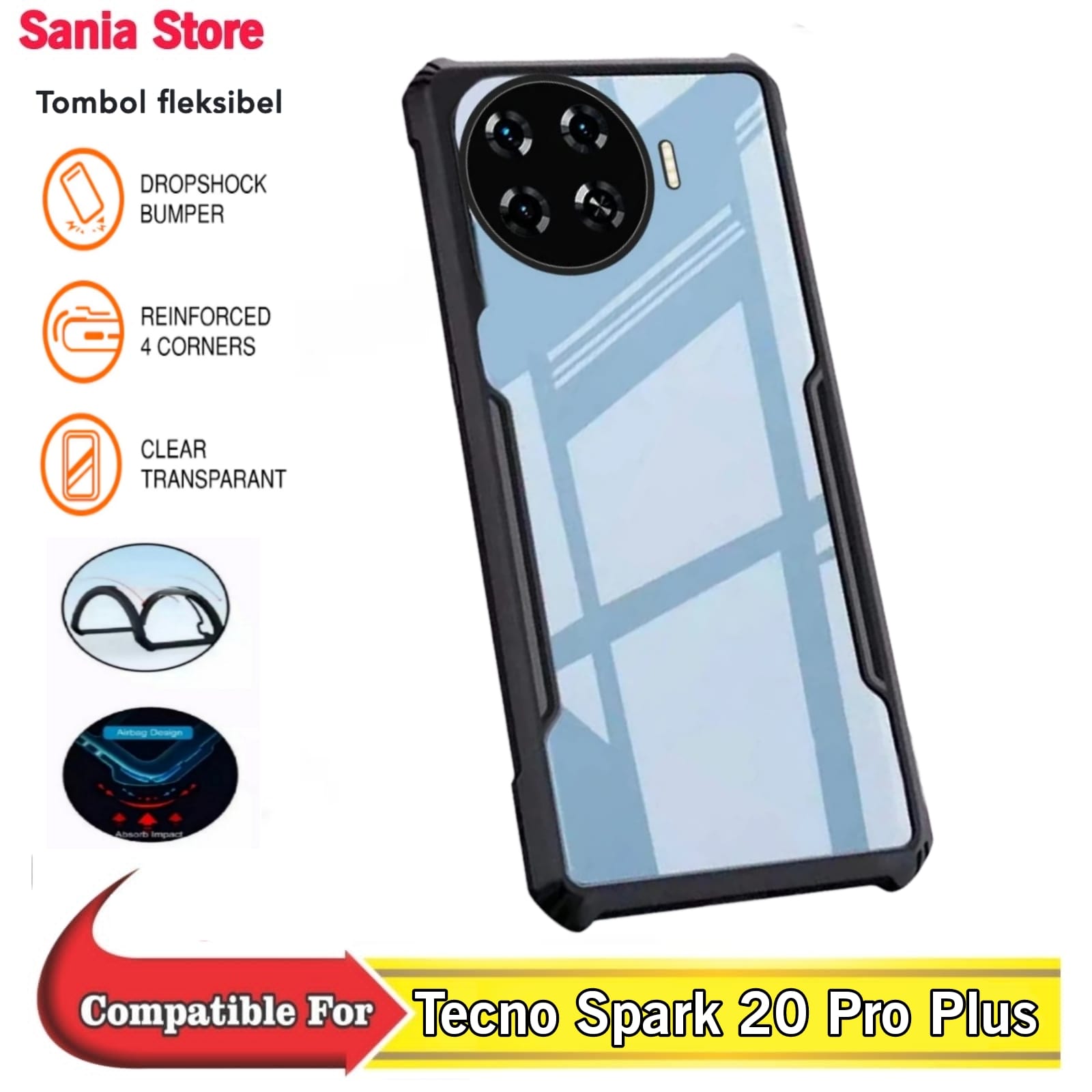 Casing TECNO SPARK 20 PRO PLUS Shockproff Camera Protection Transparan ...