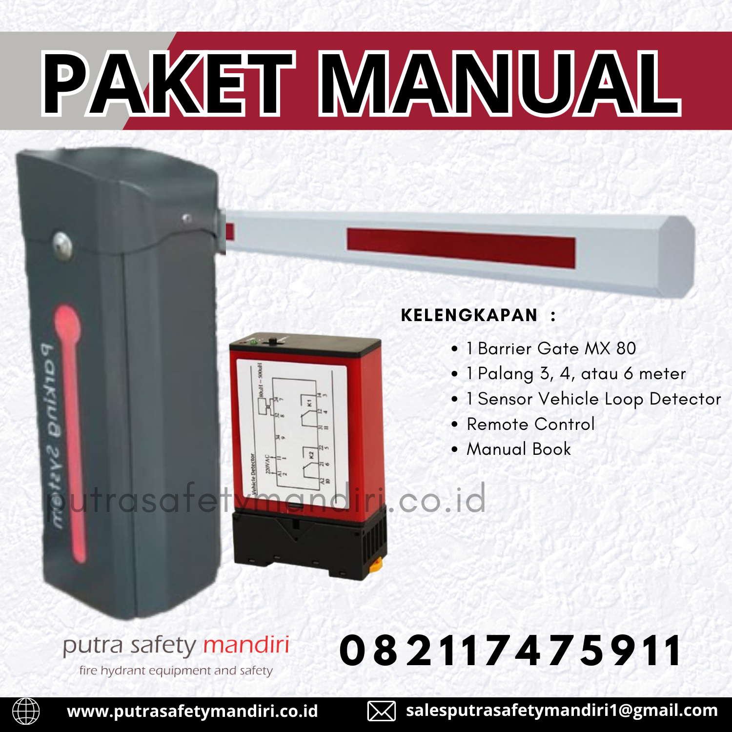 Paket Automatic Barrier Gate Mx 80 Manual Portal Palang Pintu Masuk