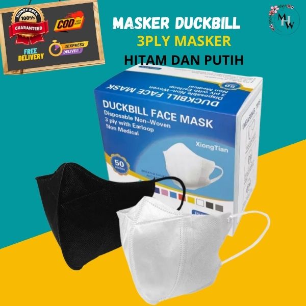 Masker Duckbill Isi 50 Pcs Kesehatan 3ply Garis Hidung Repack Isi 50 ...