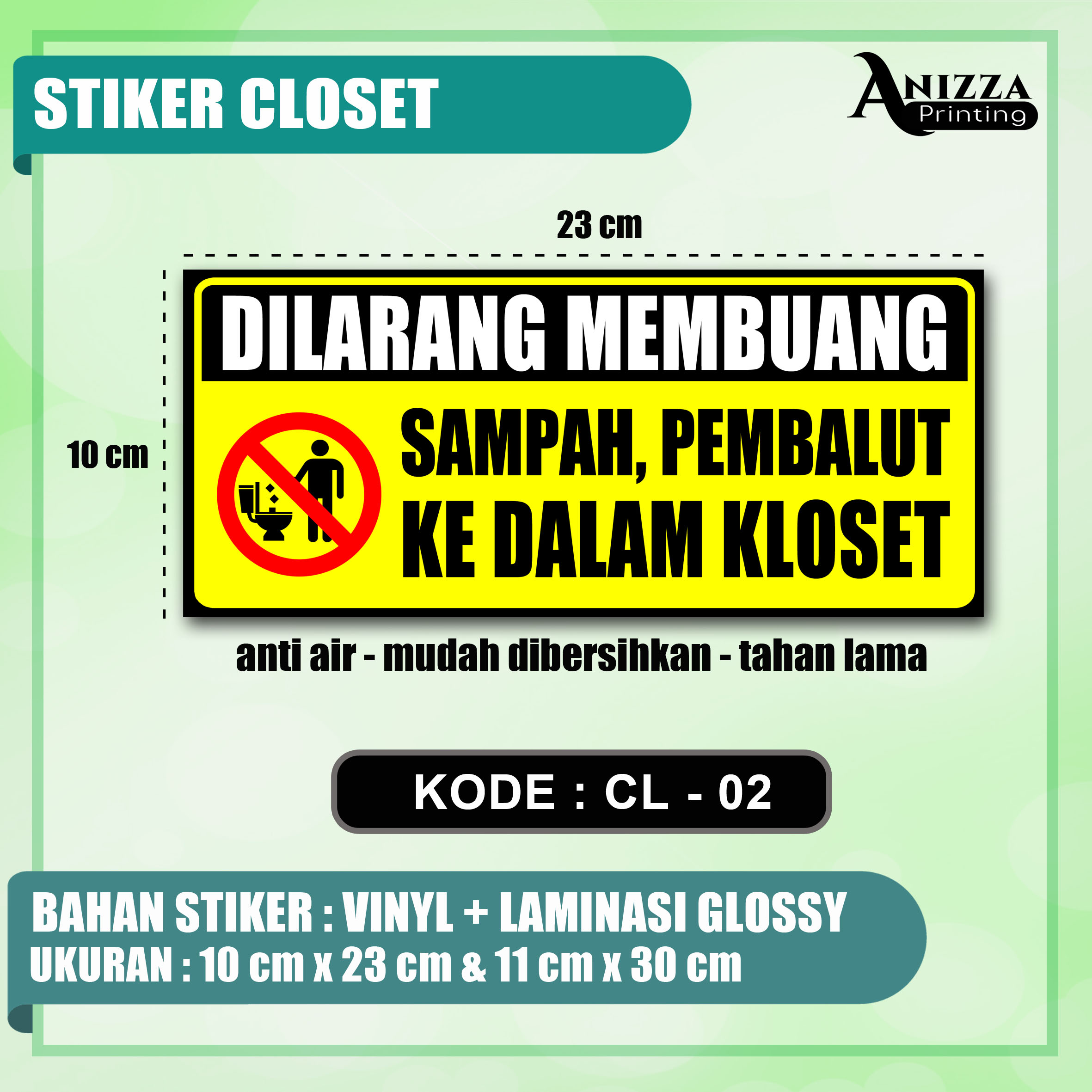 STIKER LARANGAN DI CLOSET ( LAMINASI GLOSSY ) | Lazada Indonesia