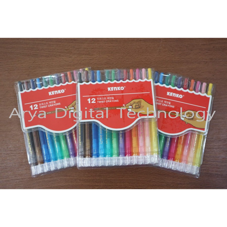 Crayon Putar Kenko Full Twist Crayons Krayon 12 Warna PVC Bag Murah ...