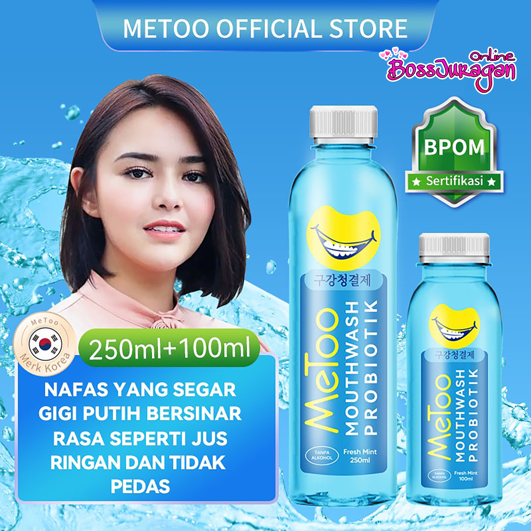 MeToo Mouthwash fresh mint/obat kumur pribiotik/penyegar mulut BPOM 100ml | Lazada Indonesia