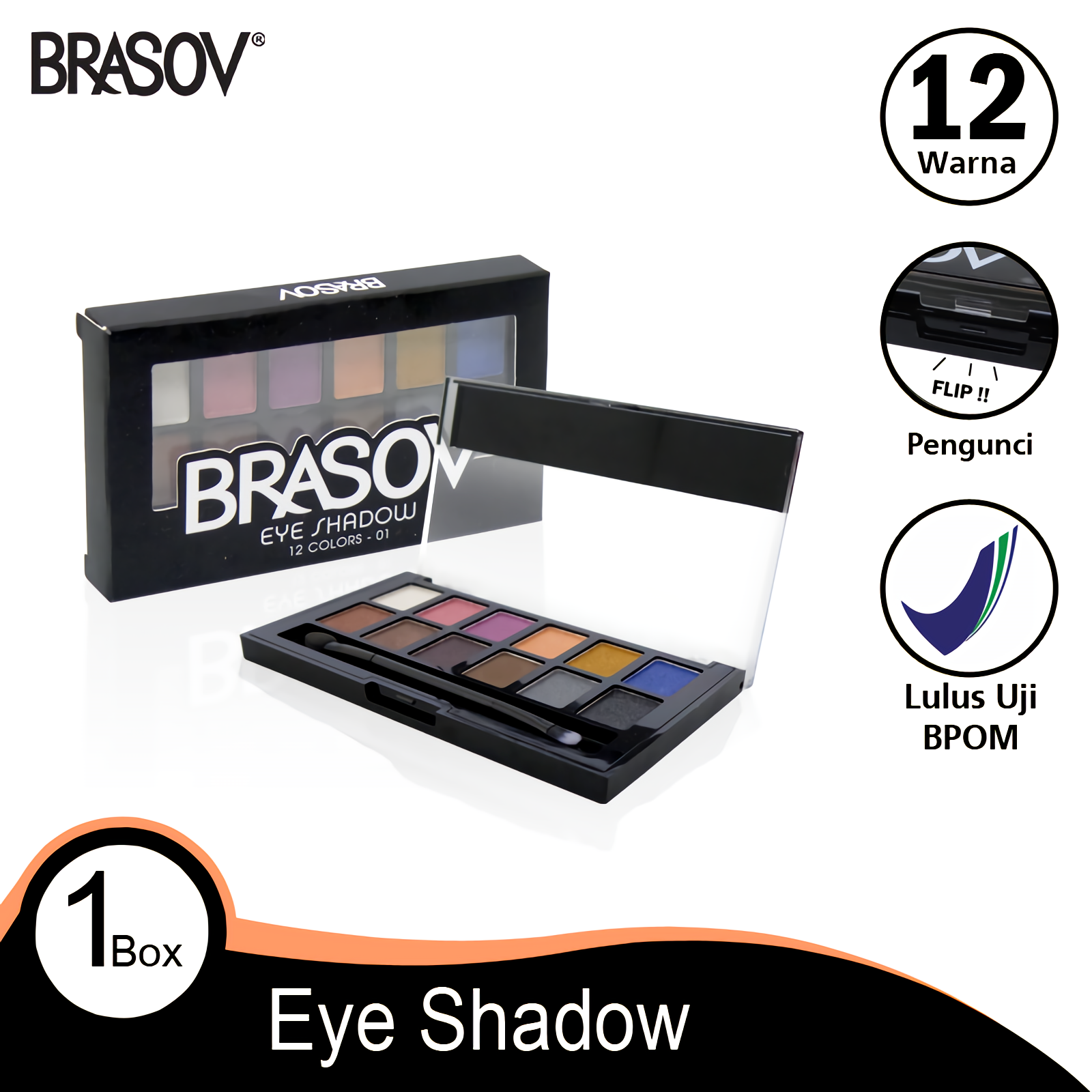 BRASOV Eye Shadow Palette 12 Colors - 01 Perona Mata Shimmer & Matte ...