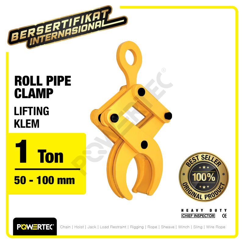 POWERTEC Roll Pipe Lifting Clamp / Klem Angkat Pipa Tabung 1 Ton ...