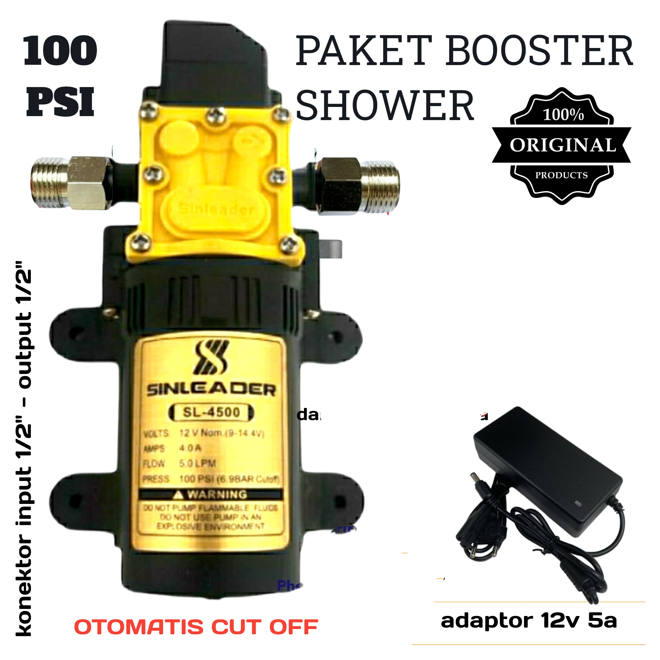 Paket Pompa Booster Shower Water Heater Toren - Sinleader SL4500 100PSI ...