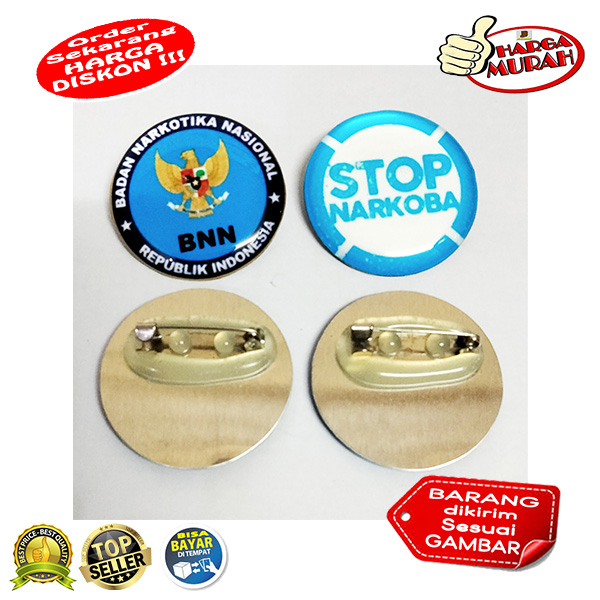 Pin BNN Stop Narkoba Bulat Peniti 2Pcs / Pin Logo BNN+Stop Narkoba Biru ...
