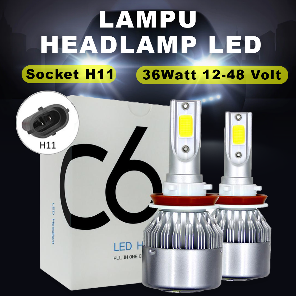 (2 PCS) Lampu Utama Mobil LED Headlight Socket H11 Cahaya Terang Putih 12-48 Volt Lampu Depan ...