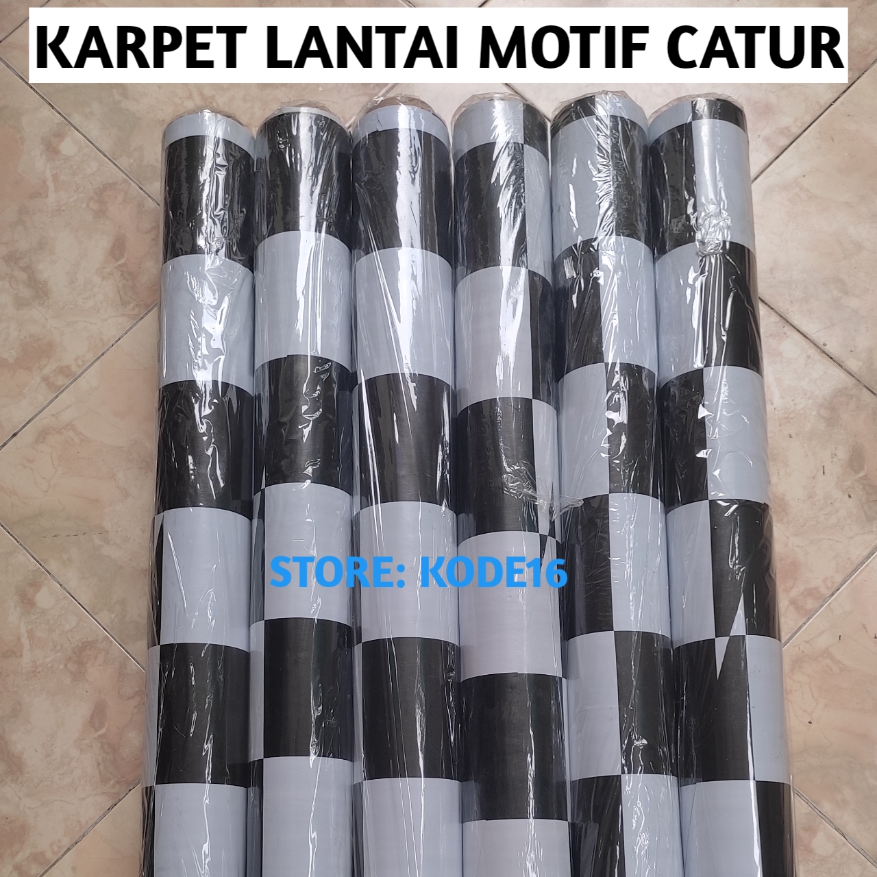 Karpet Lantai Saru Roll Motif Catur Panjang 17 Meter Lebar 120 cm ...