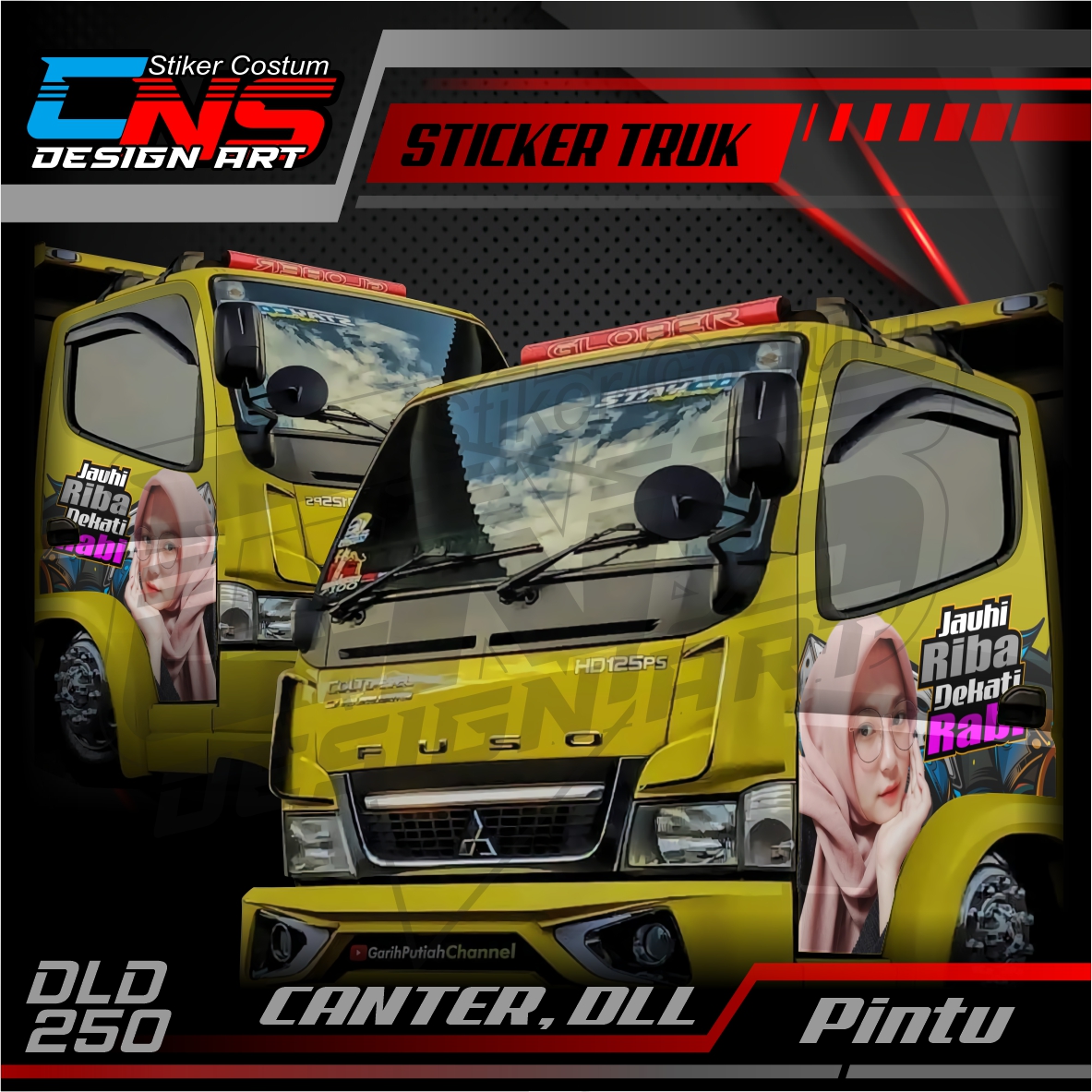 Stiker Pintu Depan CANTER Kanan Kiri Custom Foto Cewek Cantik Hijab ...