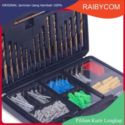 Alat Mata Bor Set Kayu Beton Besi Skrup Wall Plug Viser 301Pcs Krisbow ...
