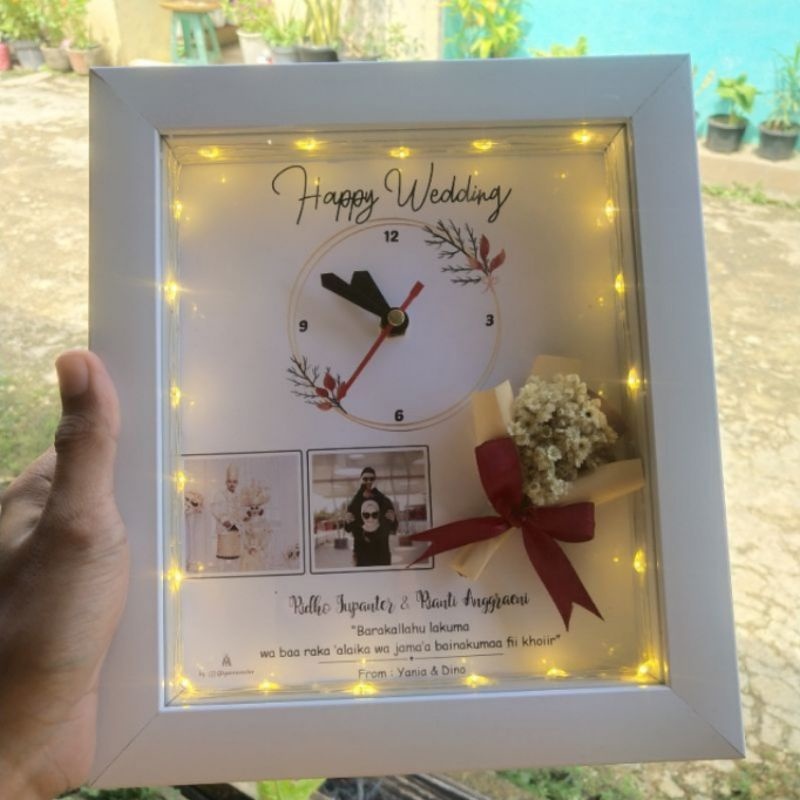 30x25cm Jam lampu LED scrap box bingkai frame foto popup 3D hadiah kado ...