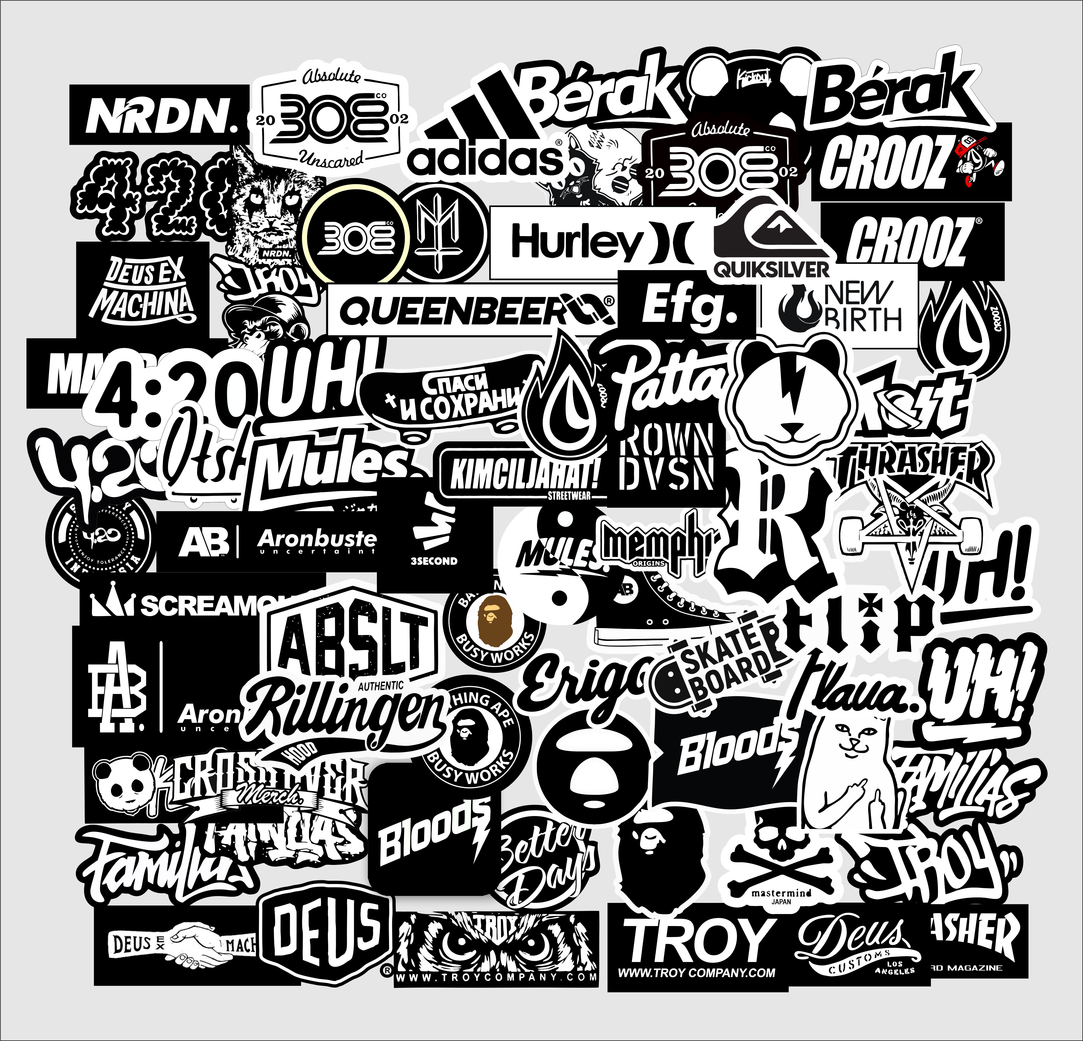 Stiker pack brand sticker graftac hypebeast random 40pcs hitam Deus ...