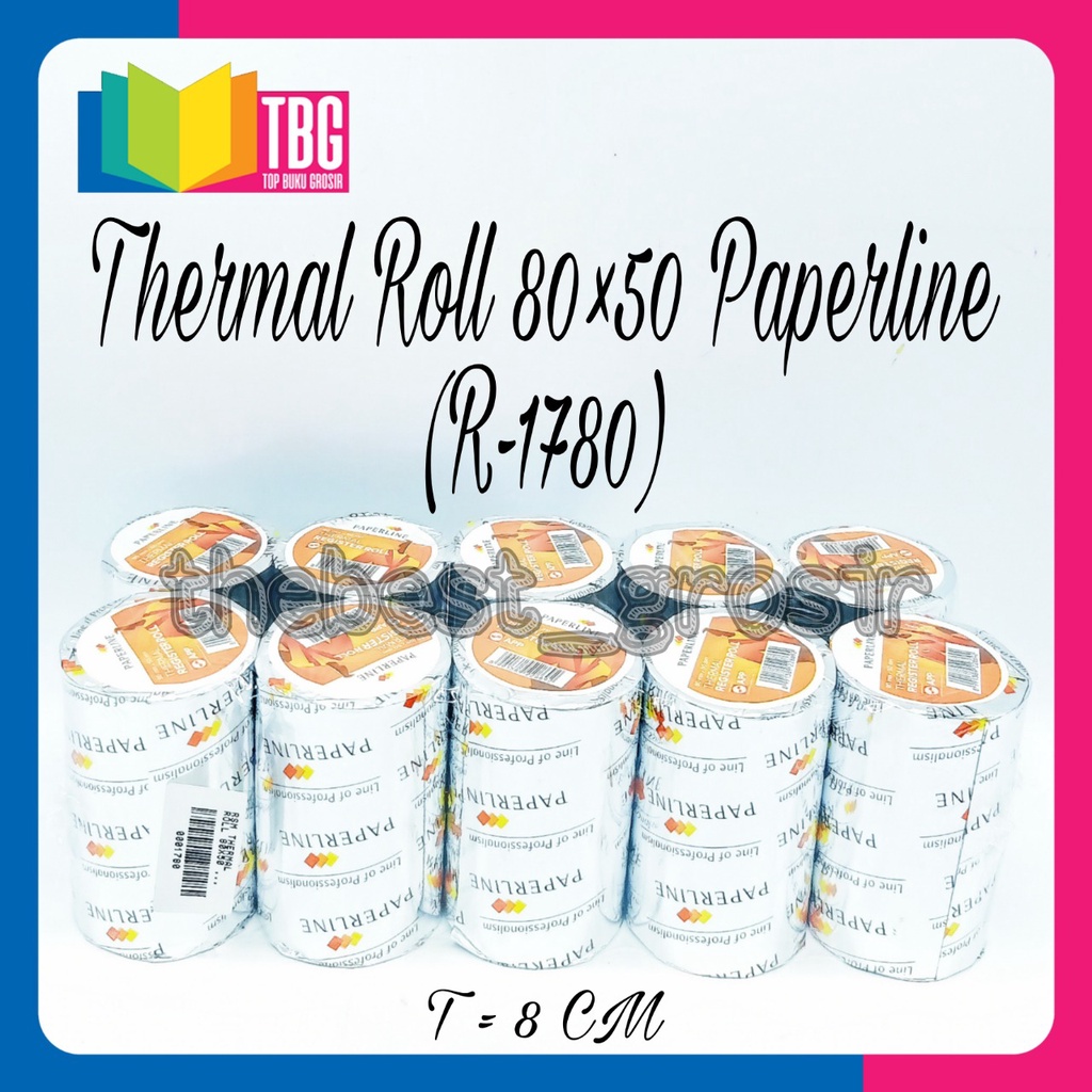 THERMAL ROLL 80X50 PAPERLINE/ KERTAS STRUK KASIR/ KERTAS ROLL KASIR ...
