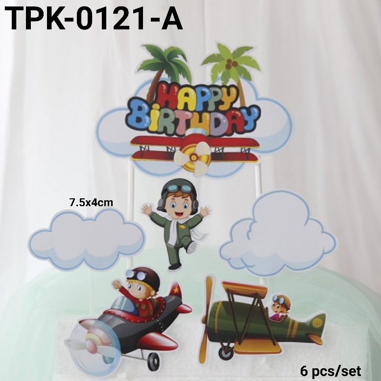 TPK-0121 Cake topper cupcake hiasan kue awan pesawat balon udara ...
