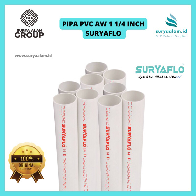 PIPA PVC D 1 1/4" SURYAFLO | STANDART | 4 METER | Lazada Indonesia