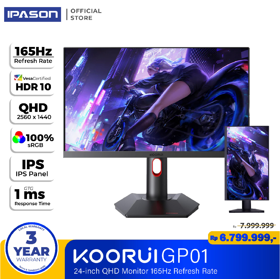 Koorui 24 Inch Qhd Gaming Monitor 165hz 1ms Nano Ips 2k 100 Srgb Gp01