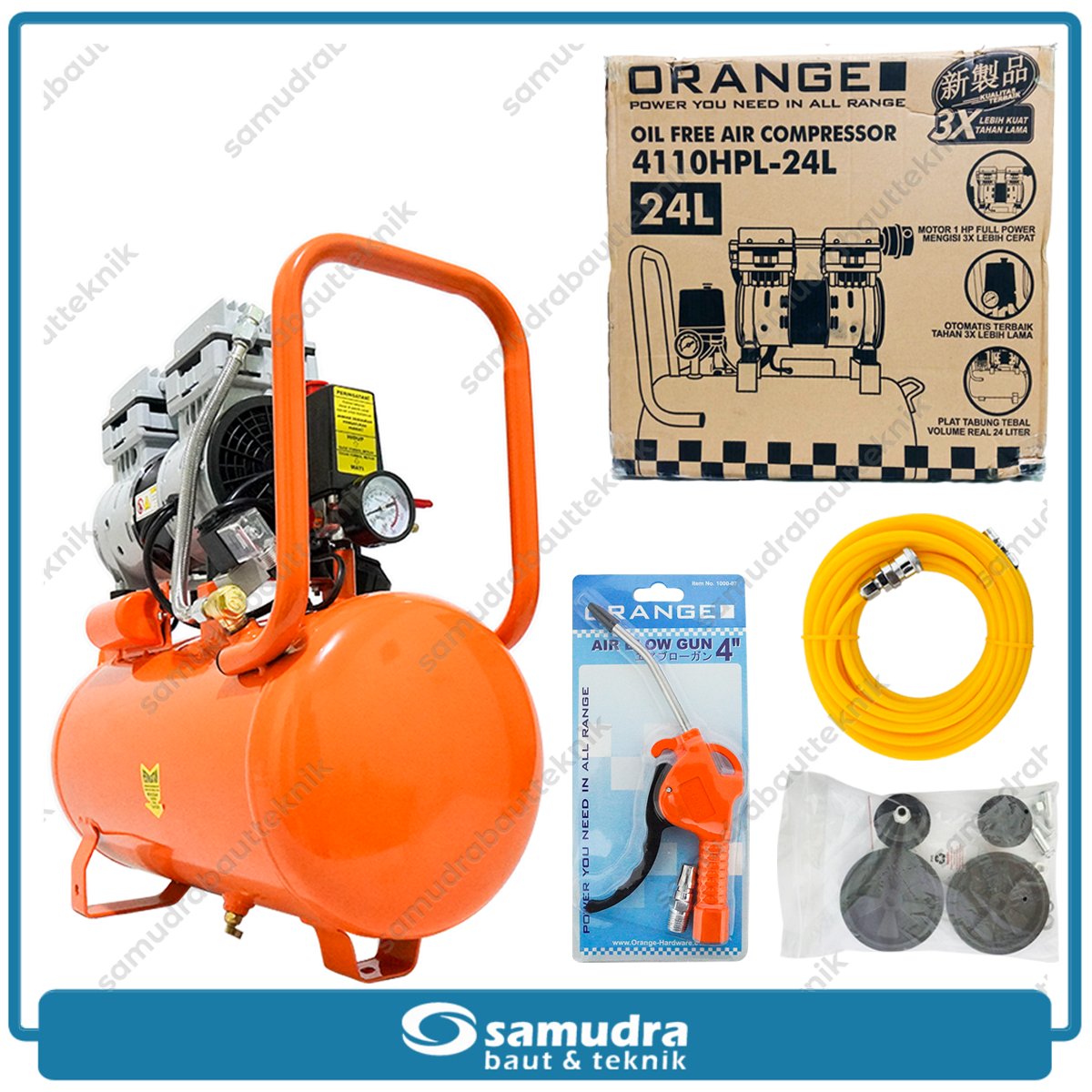 Mesin Kompresor ORANGE 4110HPL Compressor Listrik Oilless Silent 24L ...