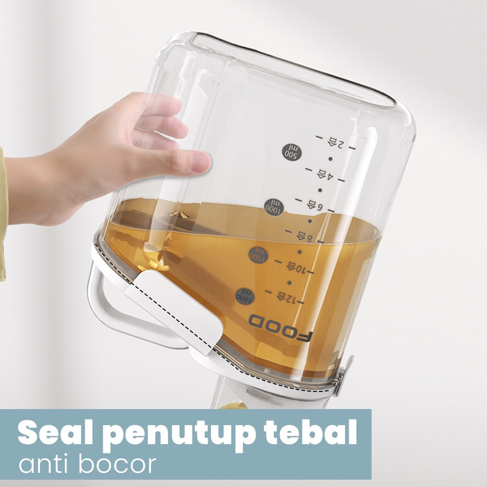 CEREAL JAR 2L Tempat Penyimpanan Beras Sereal Minyak Goreng Transparan ...