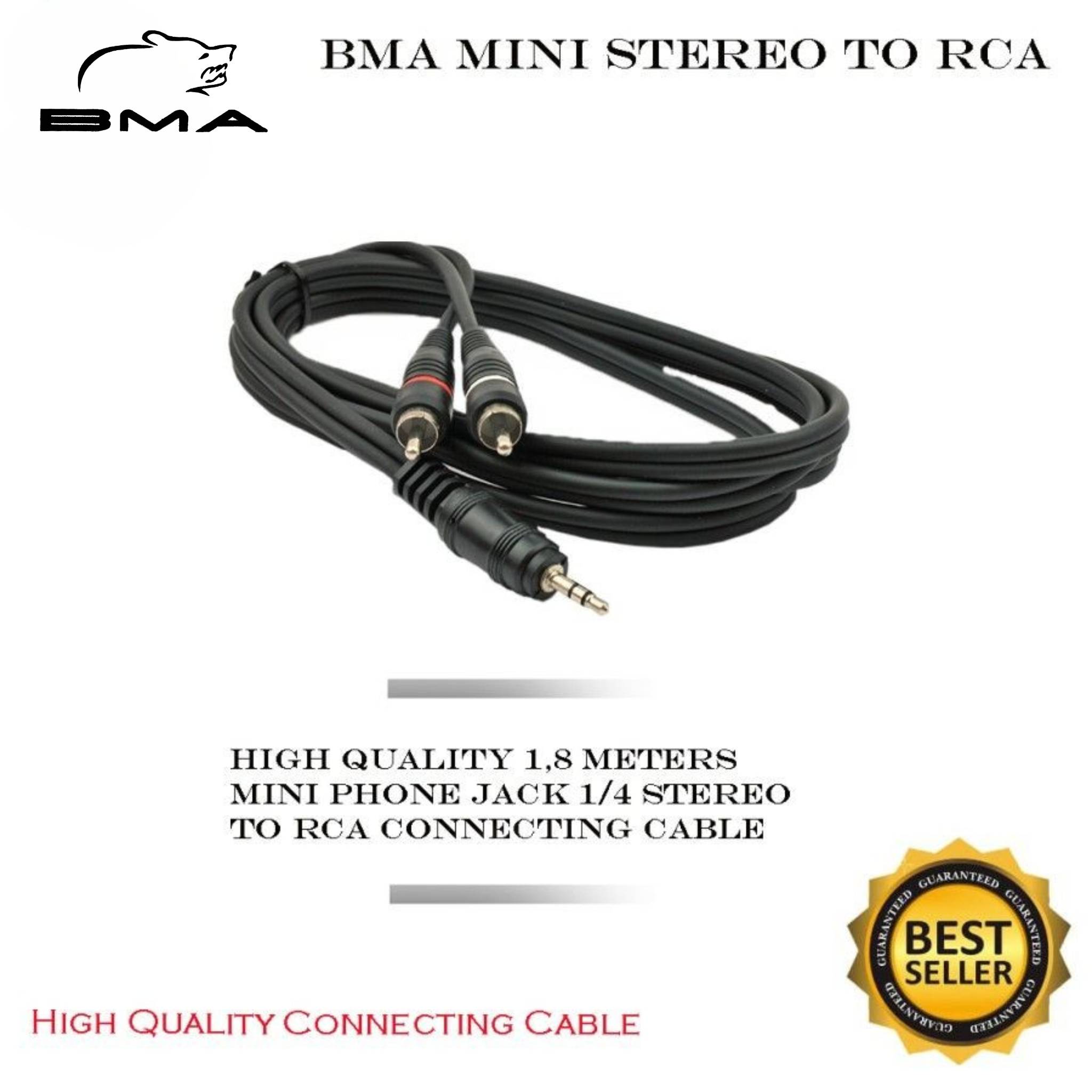 Kabel Cable Mini Phone Jack Stereo to RCA BMA Connector 1,8 m | Lazada ...