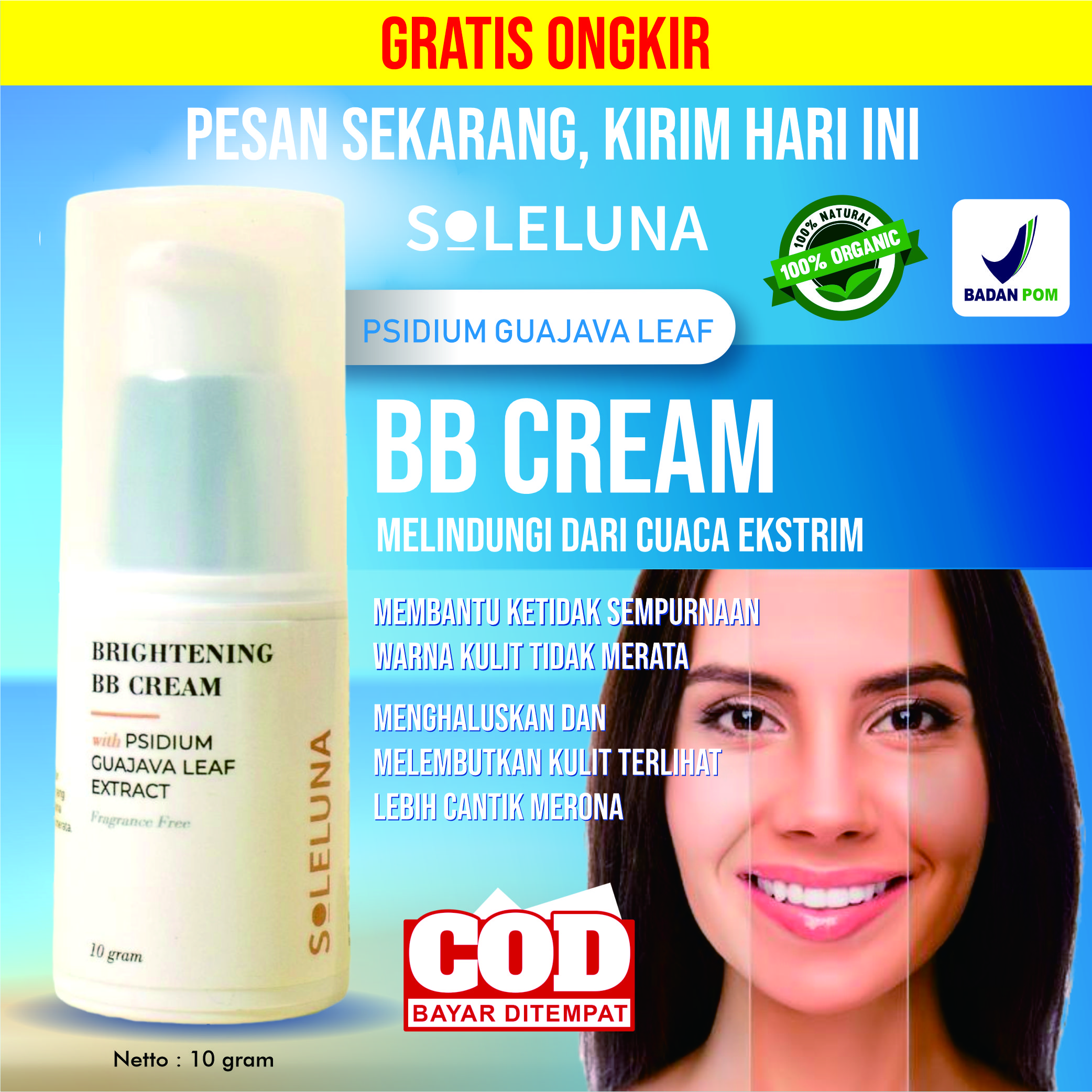 foundation / penghilang jerawat bb cream glowing tahan lama anti air Soleluna BB Cream Lengkap ...