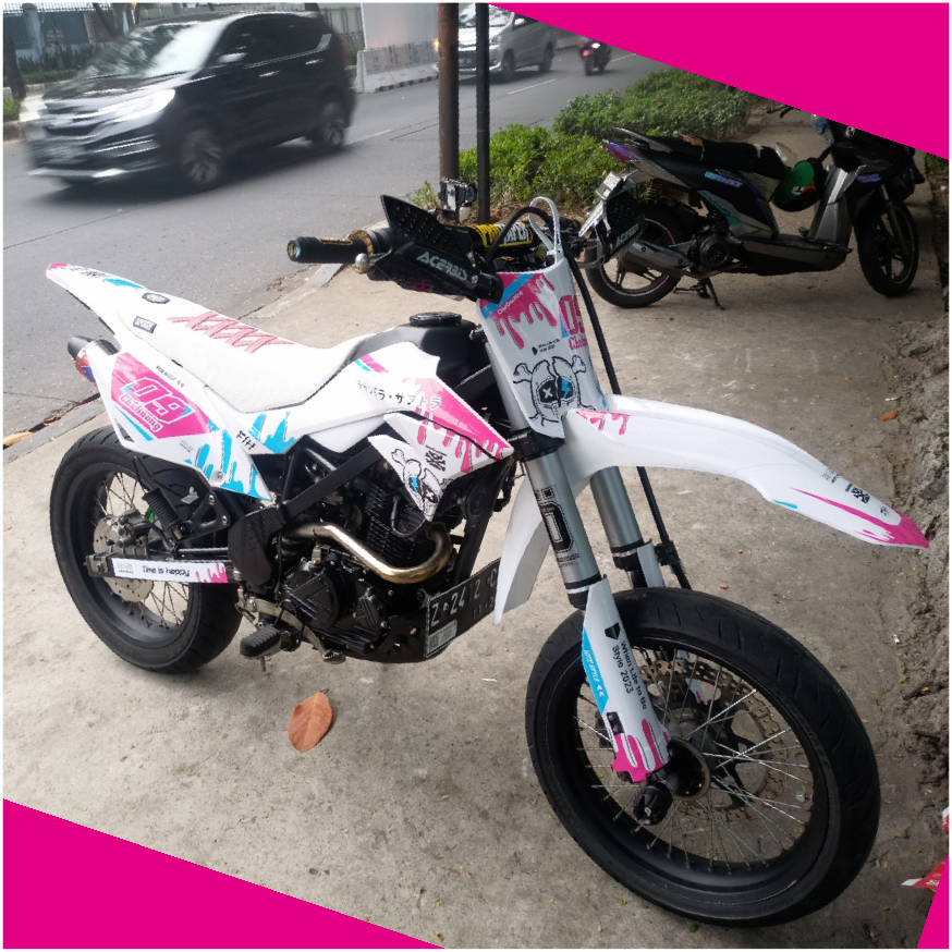 DECAL STICKER KLX DTRACKER NEW DESAIN SUPERMOTO PUTIH | Lazada Indonesia