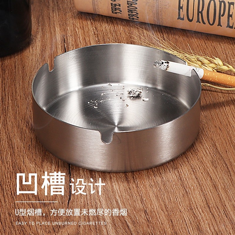 Asbak bulat Stainless Steel Model Cafe 3 Lubang Anti Karat/ asbak besi ...