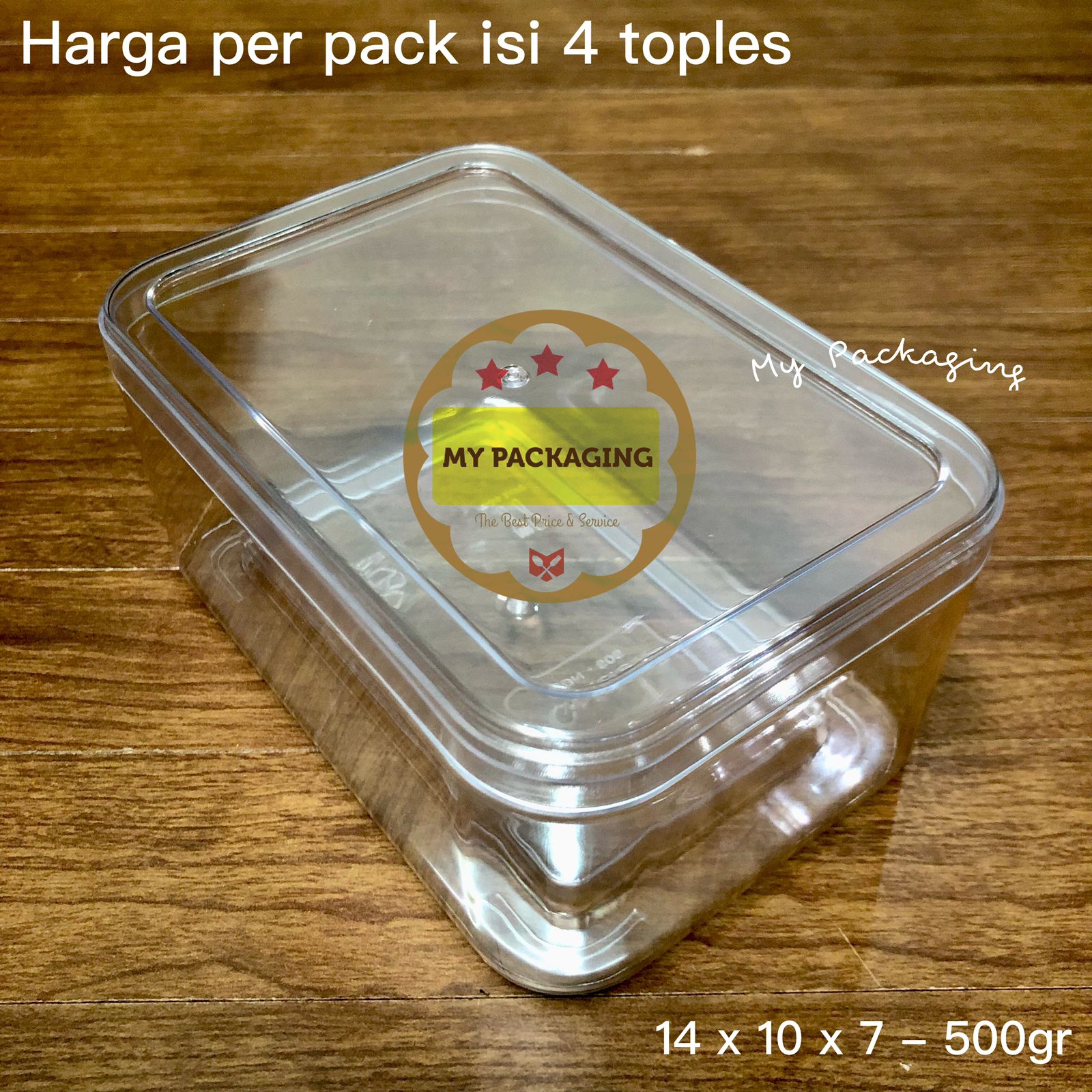 Toples Kue Persegi Panjang 500Gr - Toples Golden Square 1 - isi 4pcs ...