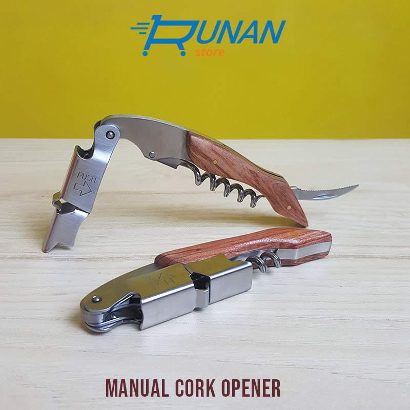 Alat pembuka Botol Wine Cork Opener Bartender tools Kayu Corkscrew ...