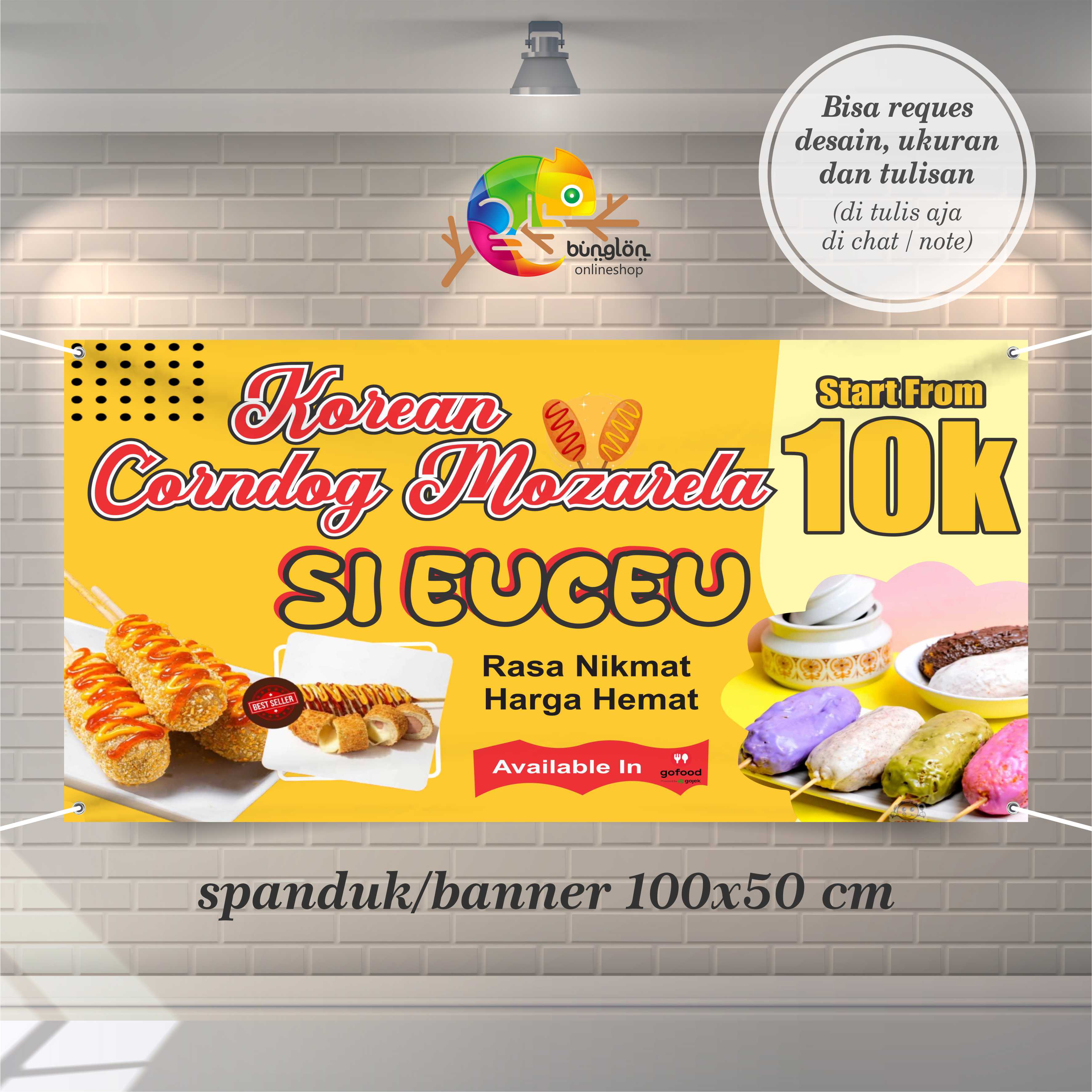 Cetak Spanduk Banner Corndog Mozarella Model Kuning Cerah | Lazada ...