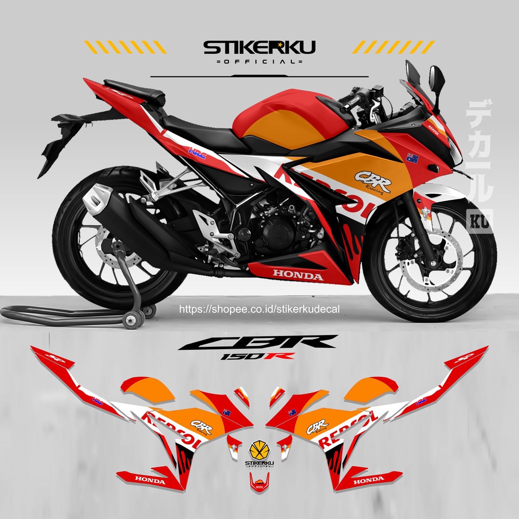 STRIPING CBR 150R FACELIFT EDISI REPSOL SEMIFULL STOCK DECAL 150 R K45G ...