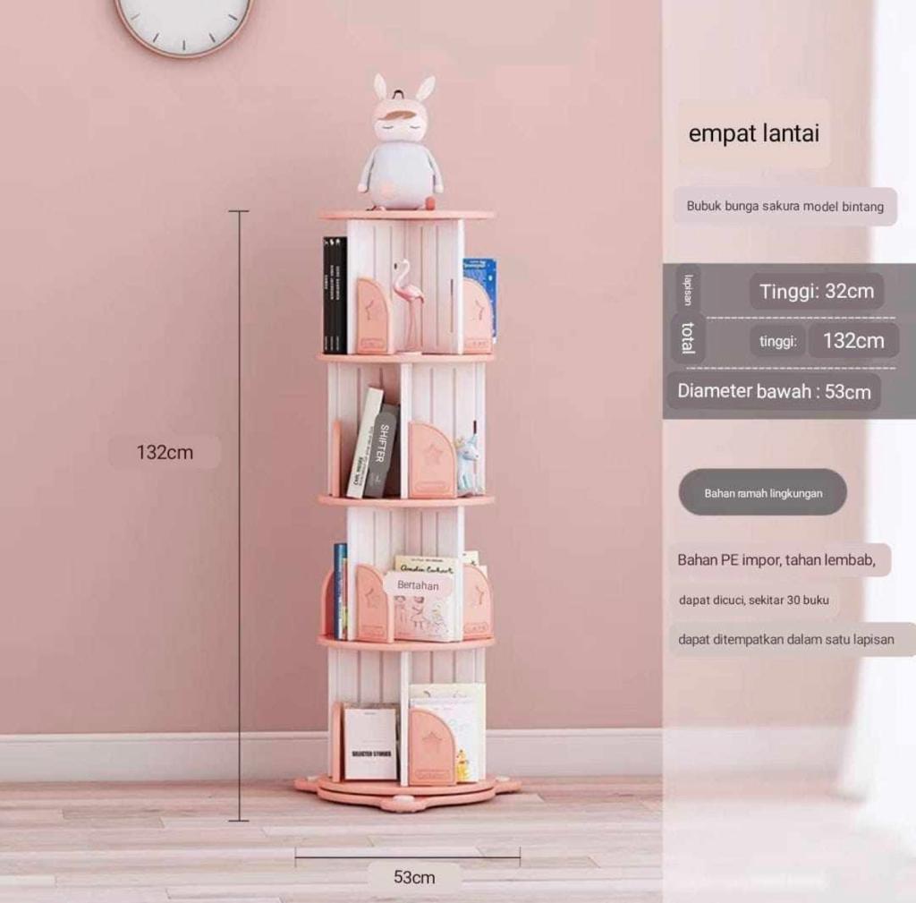 RAK LEMARI BUKU PUTAR ROTATING BOOKSHELF STORAGE RAK BUKU SUSUN PUTAR ...