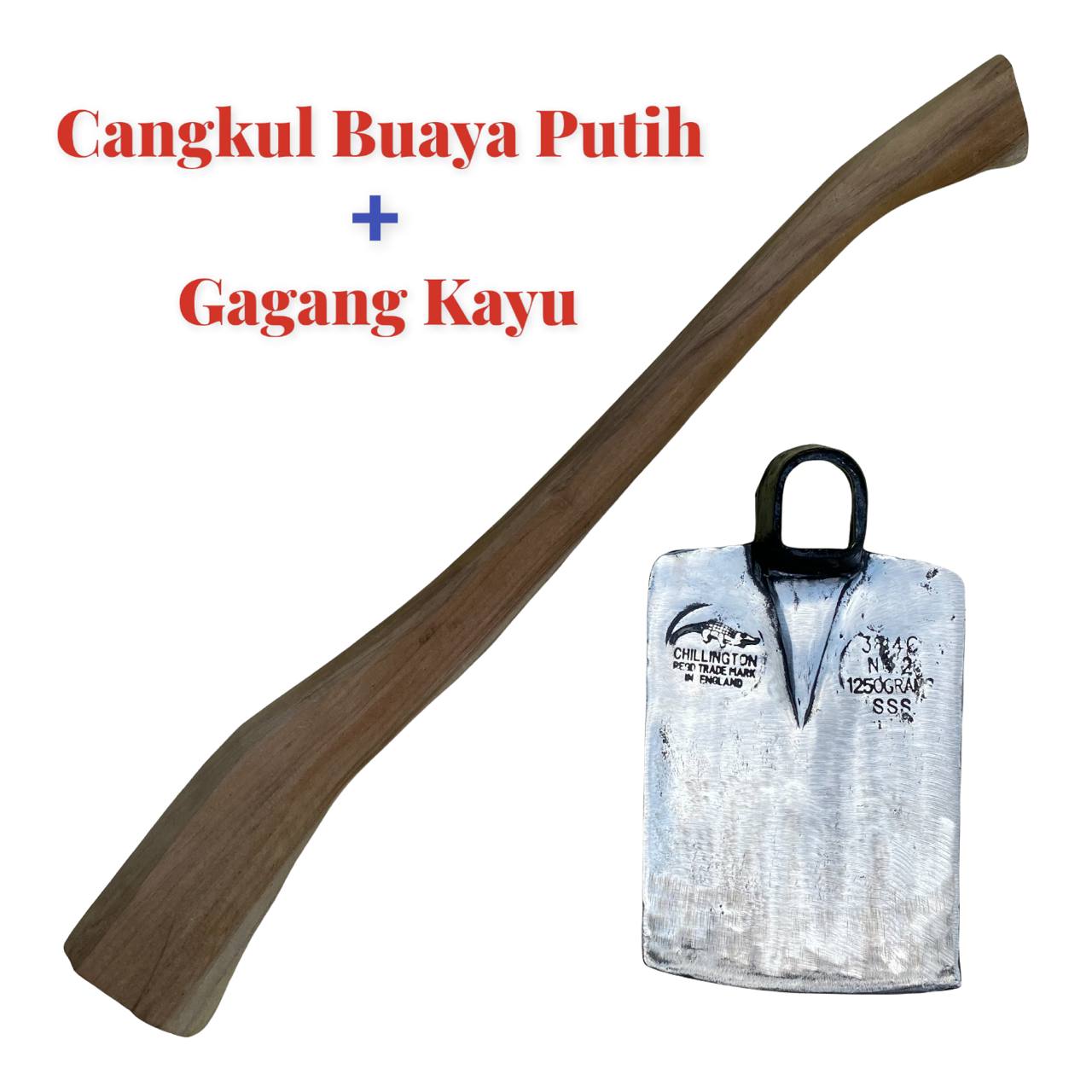 Cangkul Pacul Cap Buaya Asli Baja Putih Anti Lengket GRATIS Gagang Jati ...
