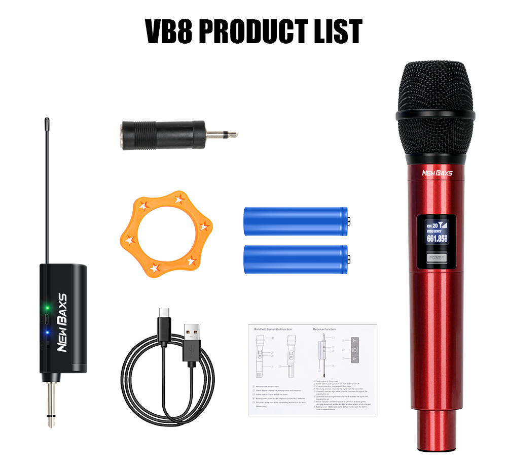 NEW BAXS Mic wireless 2 mic murah VB8 / VB9 type-c Profesional speaker ...
