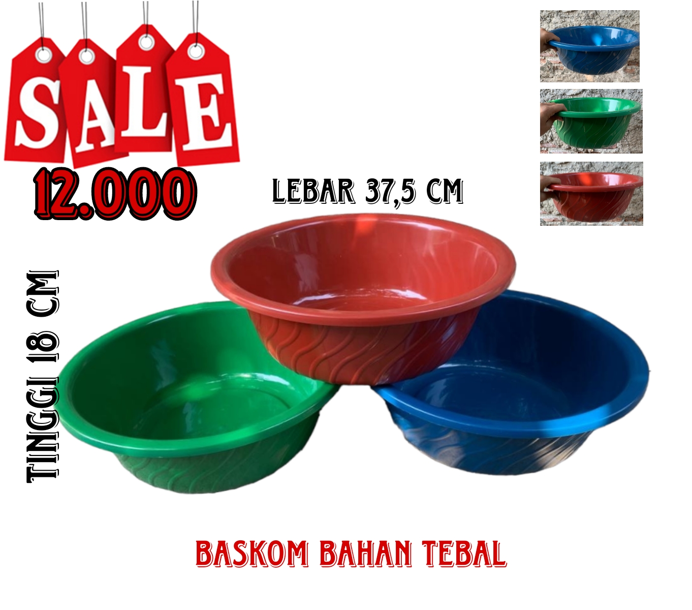 Baskom plastik diameter 37 cm warna ulir baskom Sunlife zebra bahan ...
