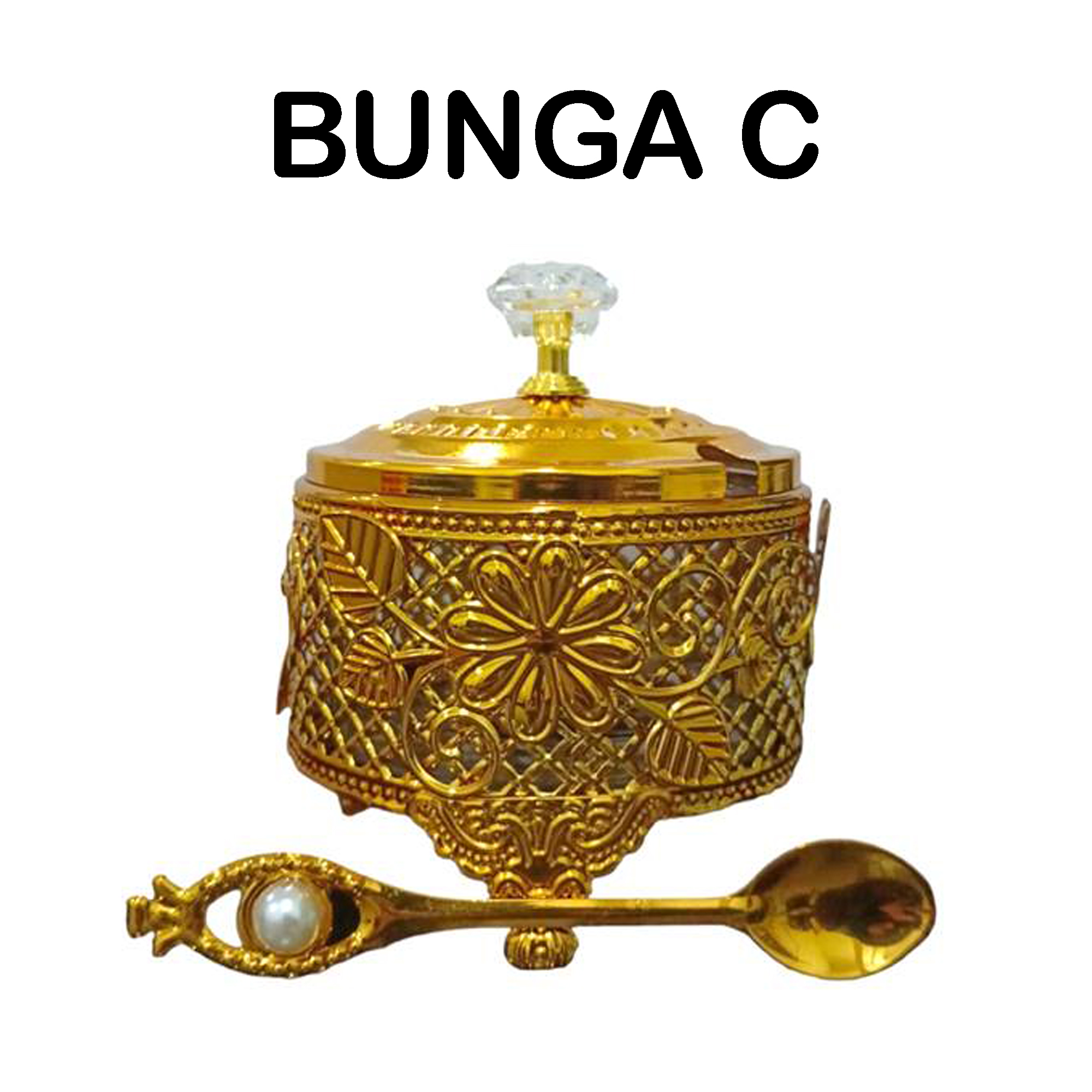 Toples Kaca Set Tempat Gula & Sendok Emas Gold | Lazada Indonesia