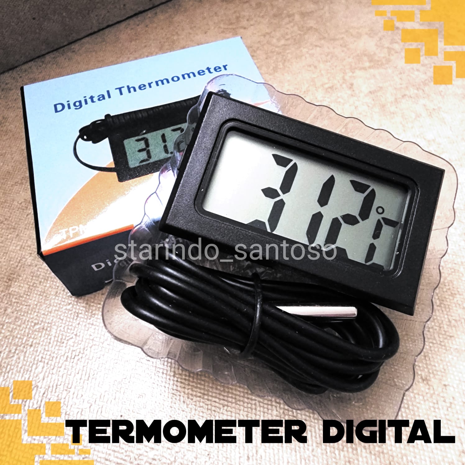 Termometer kecil digital waterproof thermometer alat ukur suhu cairan ...