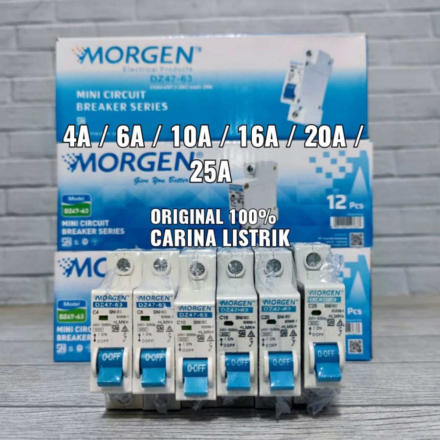 MORGEN MCB 2A 4A 6A 10A 16A 20A 25A 32A 1PASS SNI MCB LISTRIK KUALITAS BAGUS BERGARANSI | Lazada ...