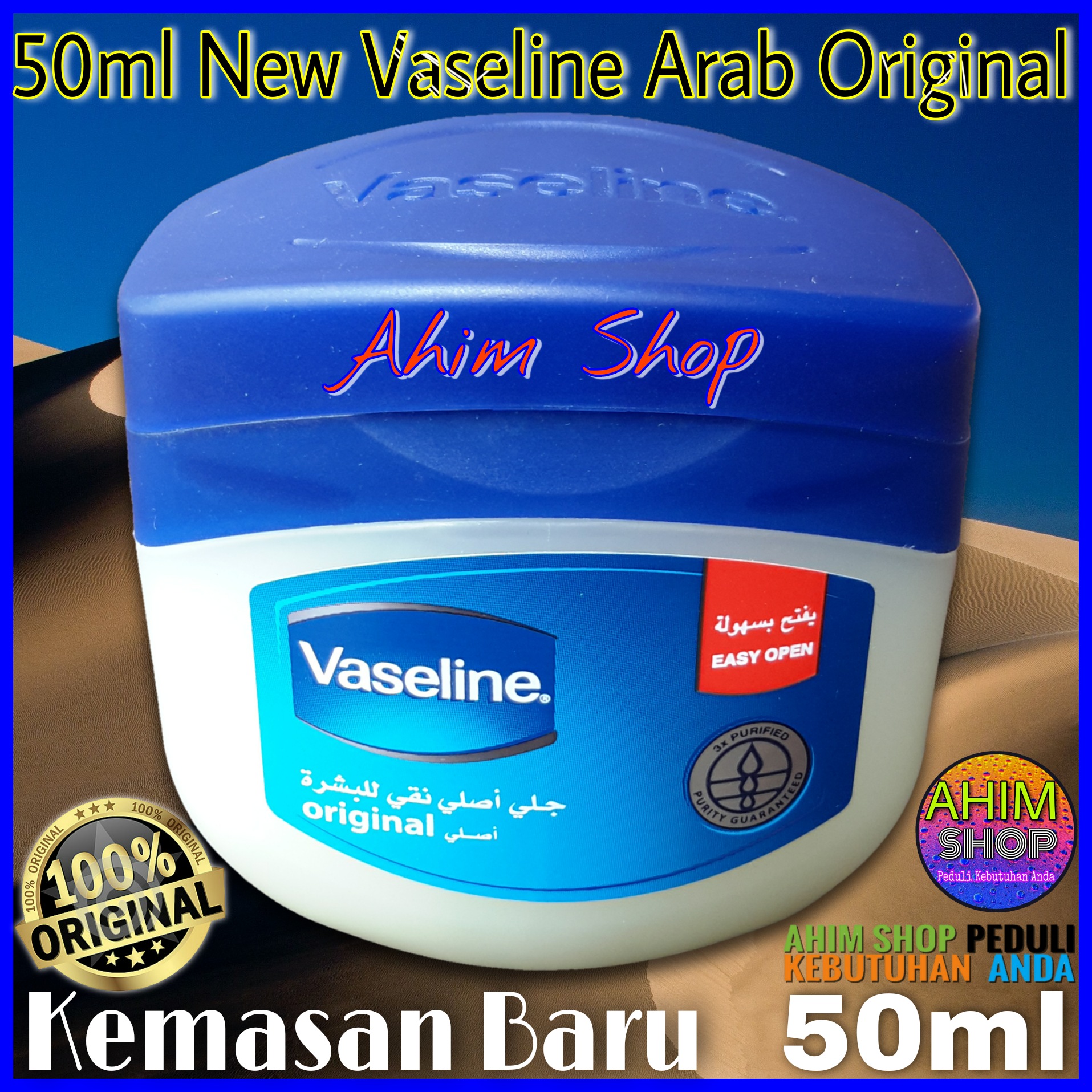 Vaseline Arab 50ml Petroleum Jelly Asli Murni 100% Original New Packaging Segel Tiga Tahap ...