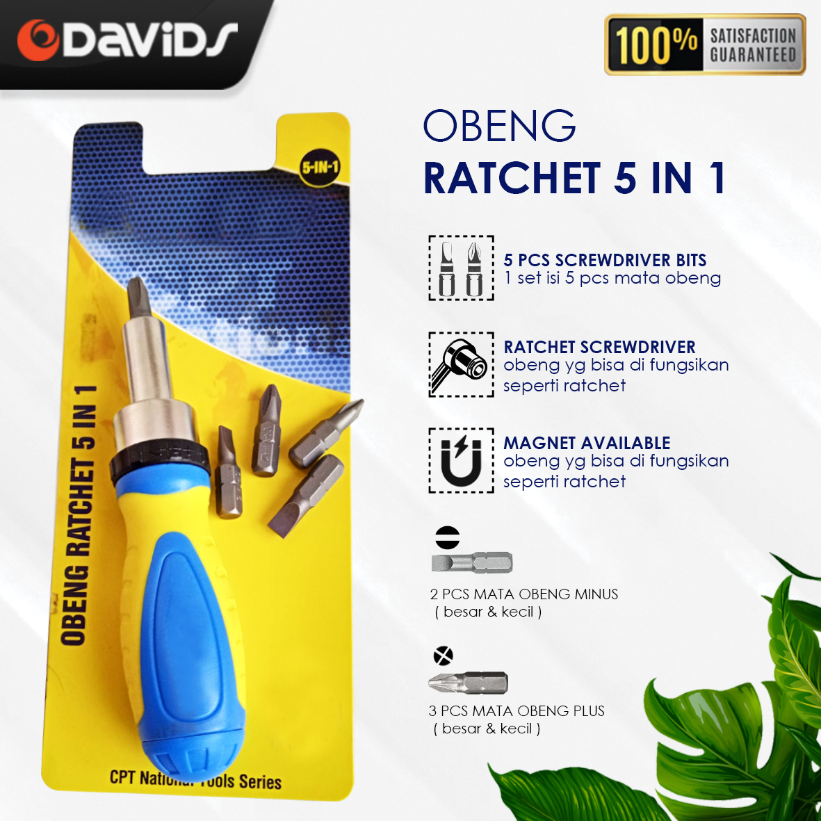 Obeng Rachet Plus Minus Multifungsi Screwdriver Serbaguna Set 5 In 1 ...