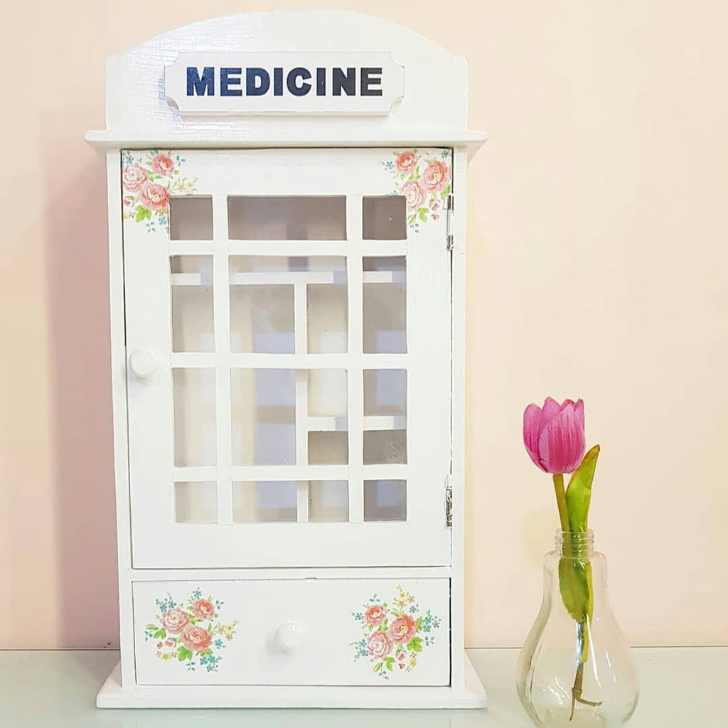 Kotak Rak Box Penyimpanan Obat P3k Gantung Dekorasi Hiasan Dinding Kayu ...